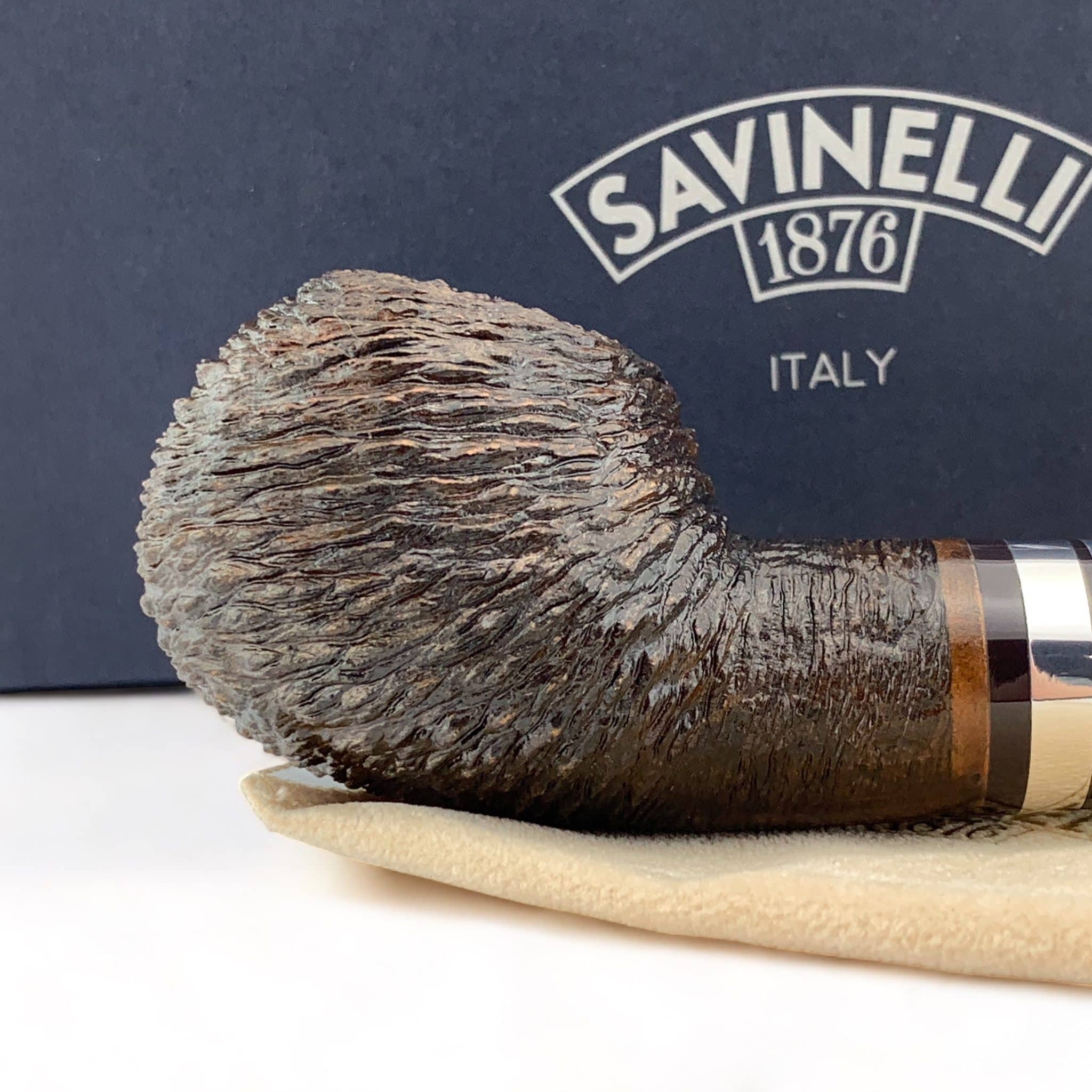 Savinelli Pipe: Minerva Rusticated Brown (320 KS) (6mm) Author Pipe ...