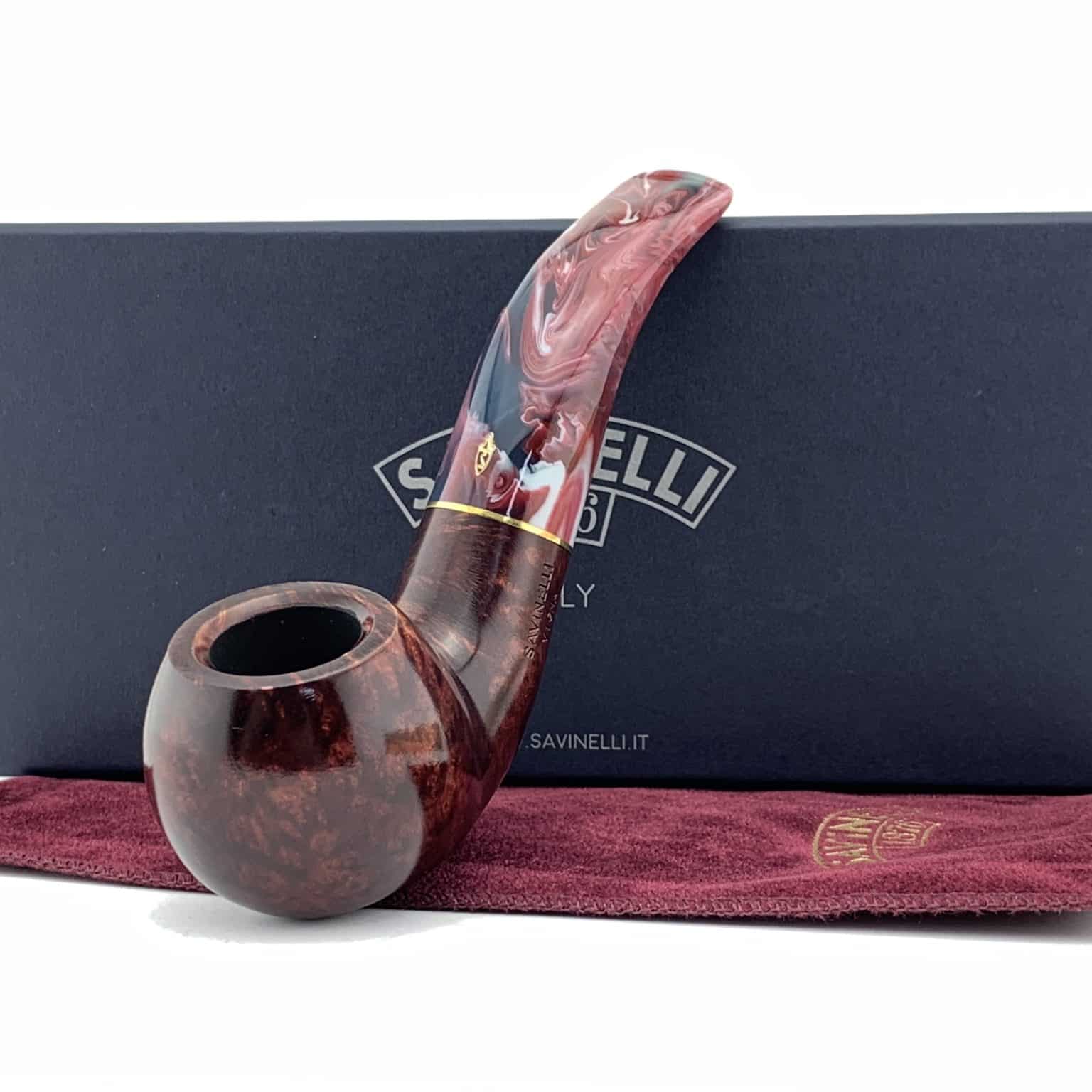 Savinelli Pipe: Vigna Smooth Brown (642) (6mm) Bent Apple - Boswell Pipes