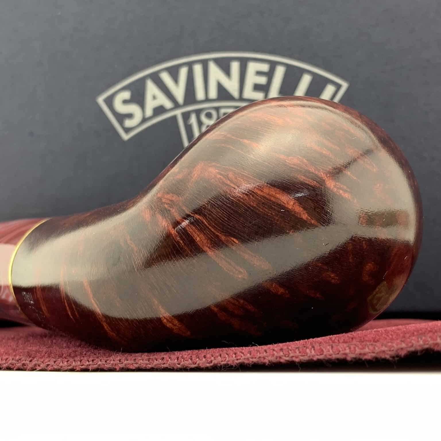 Savinelli Pipe: Vigna Smooth Brown (642) (6mm) Bent Apple - Boswell Pipes