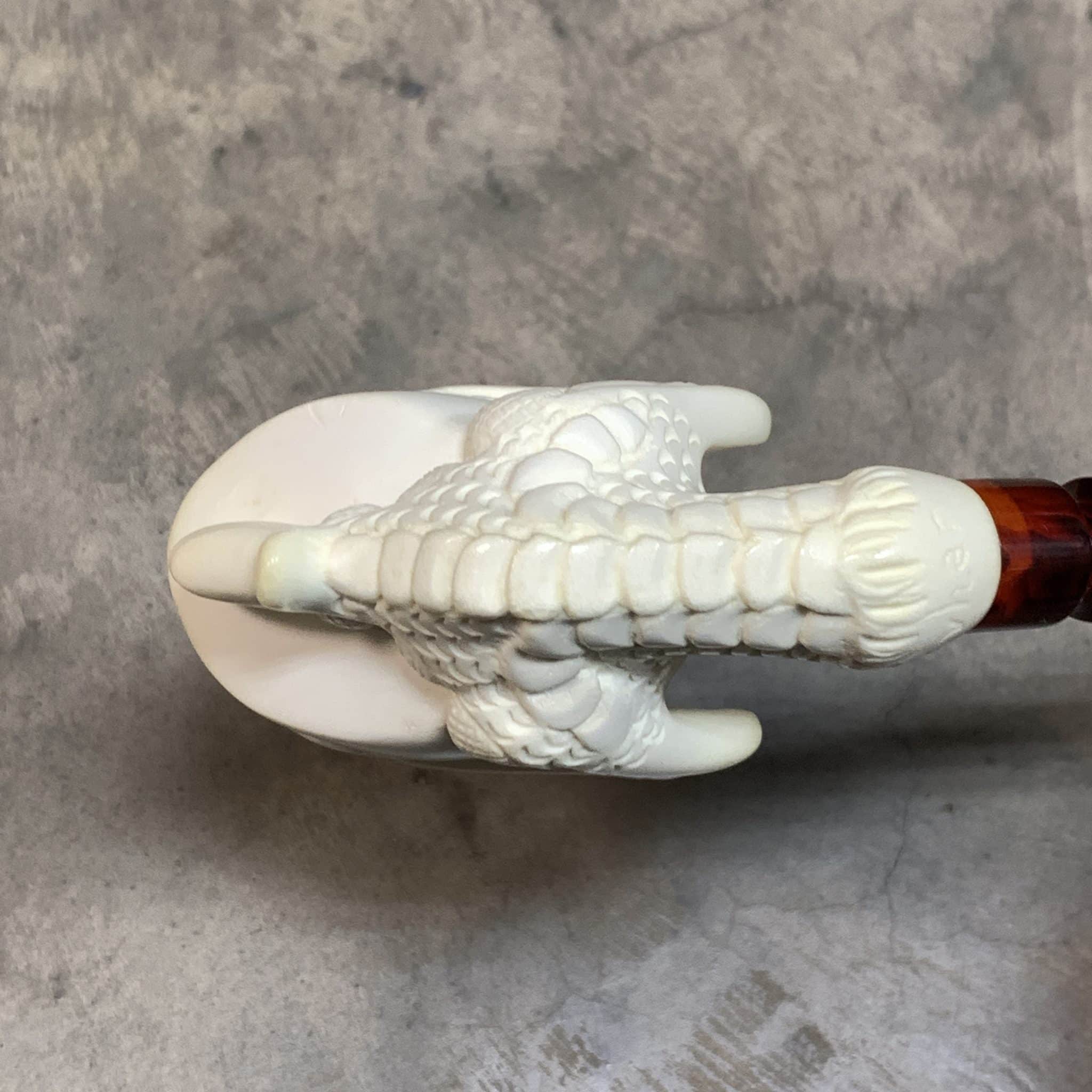 SMS Meerschaum Carved Tiger Head with Eagle Claw Bowl Pipe - Premium ...