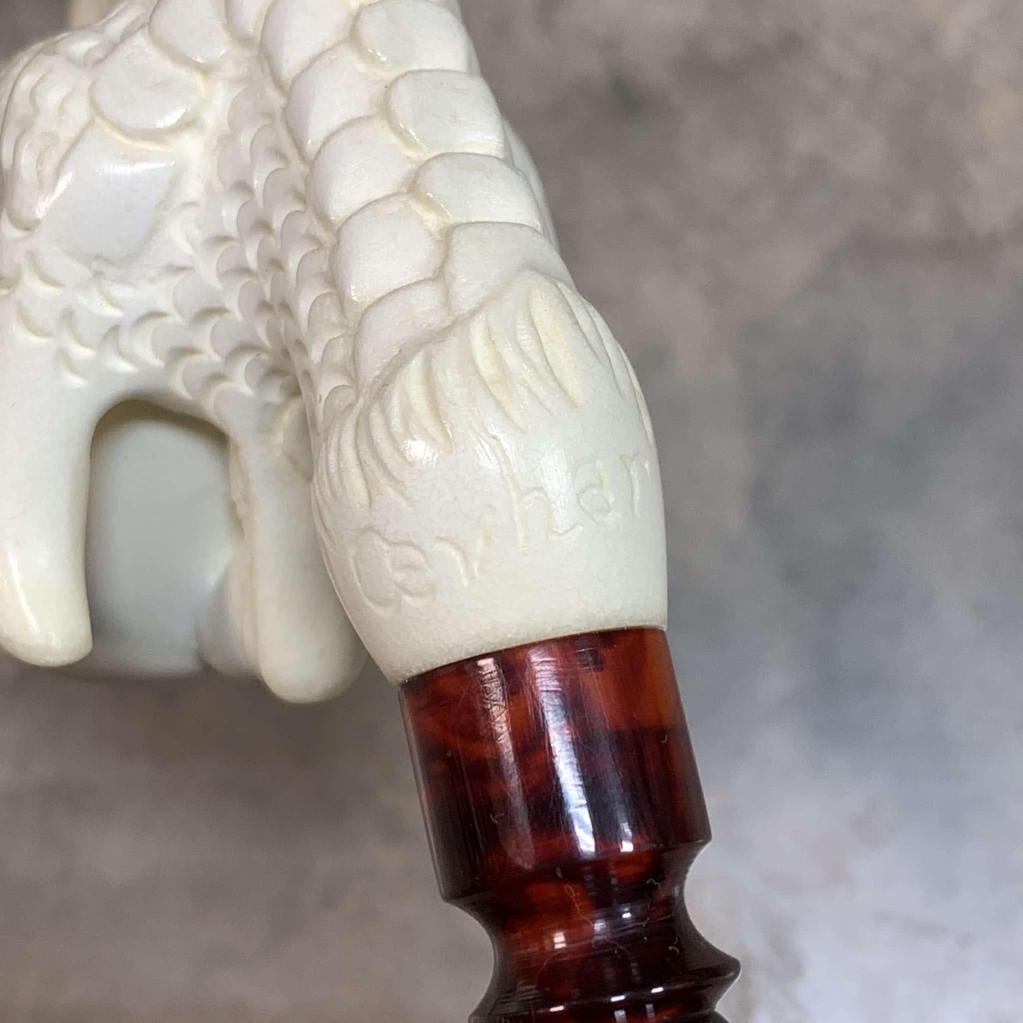 SMS Meerschaum Carved Tiger Head with Eagle Claw Bowl Pipe - Premium ...