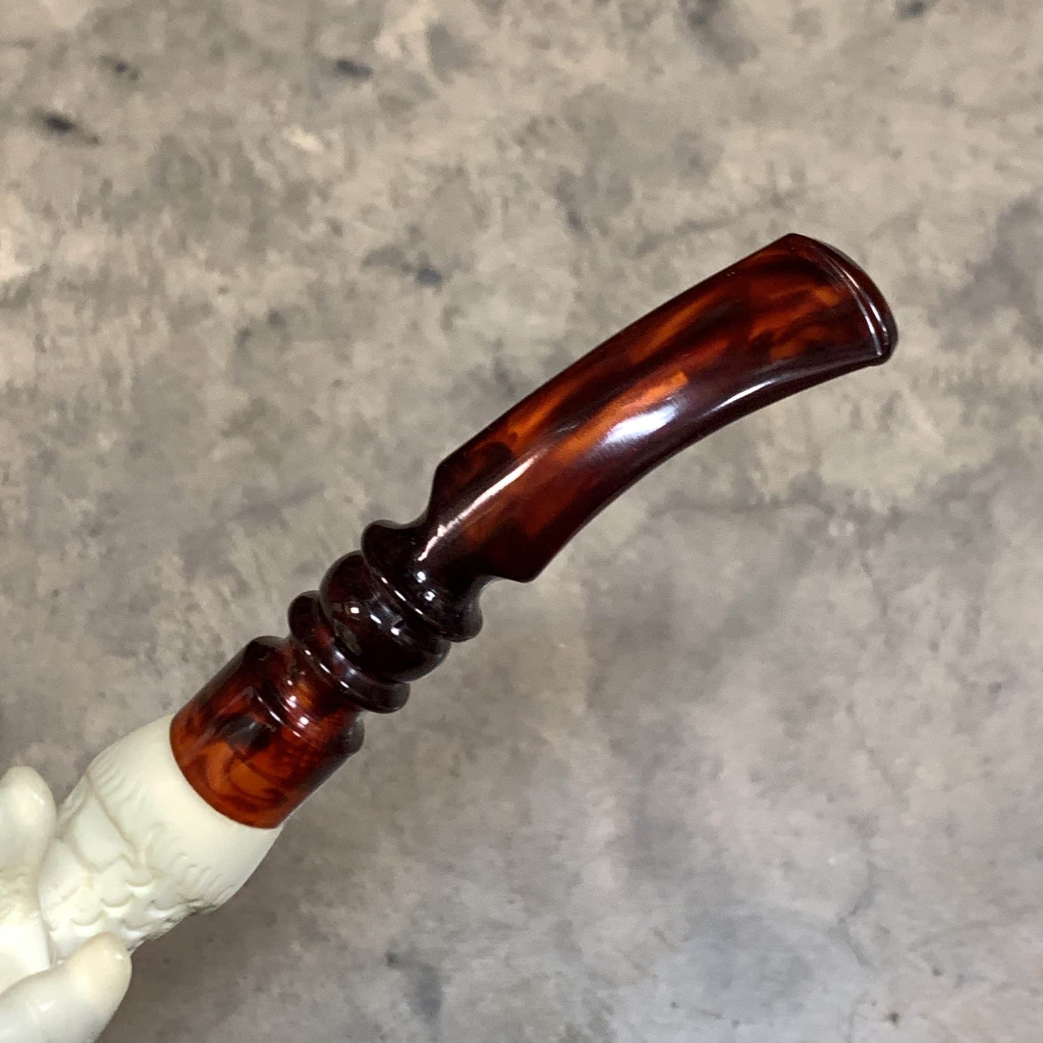SMS Meerschaum Carved Tiger Head with Eagle Claw Bowl Pipe - Premium ...