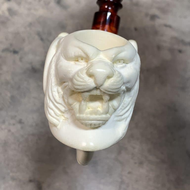 SMS Meerschaum Carved Tiger Head with Eagle Claw Bowl Pipe - Premium ...
