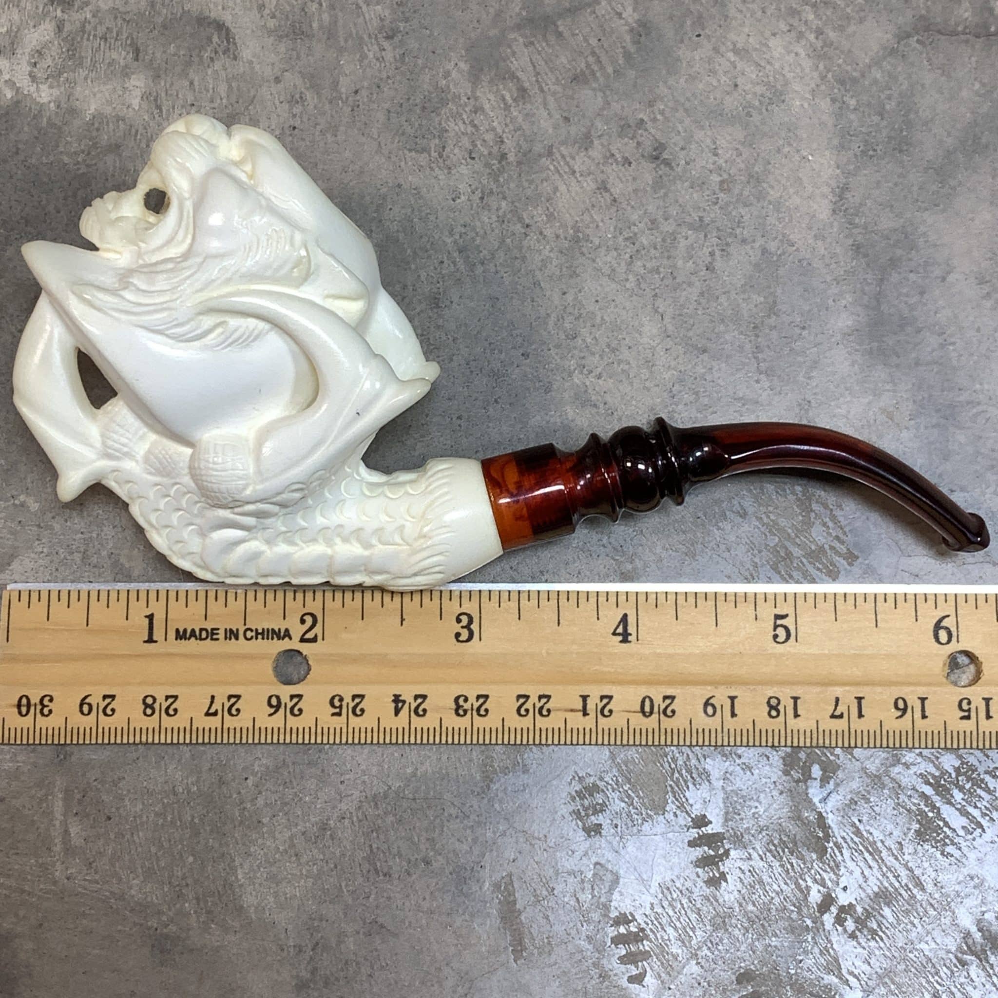 SMS Meerschaum Carved Tiger Head with Eagle Claw Bowl Pipe - Premium ...