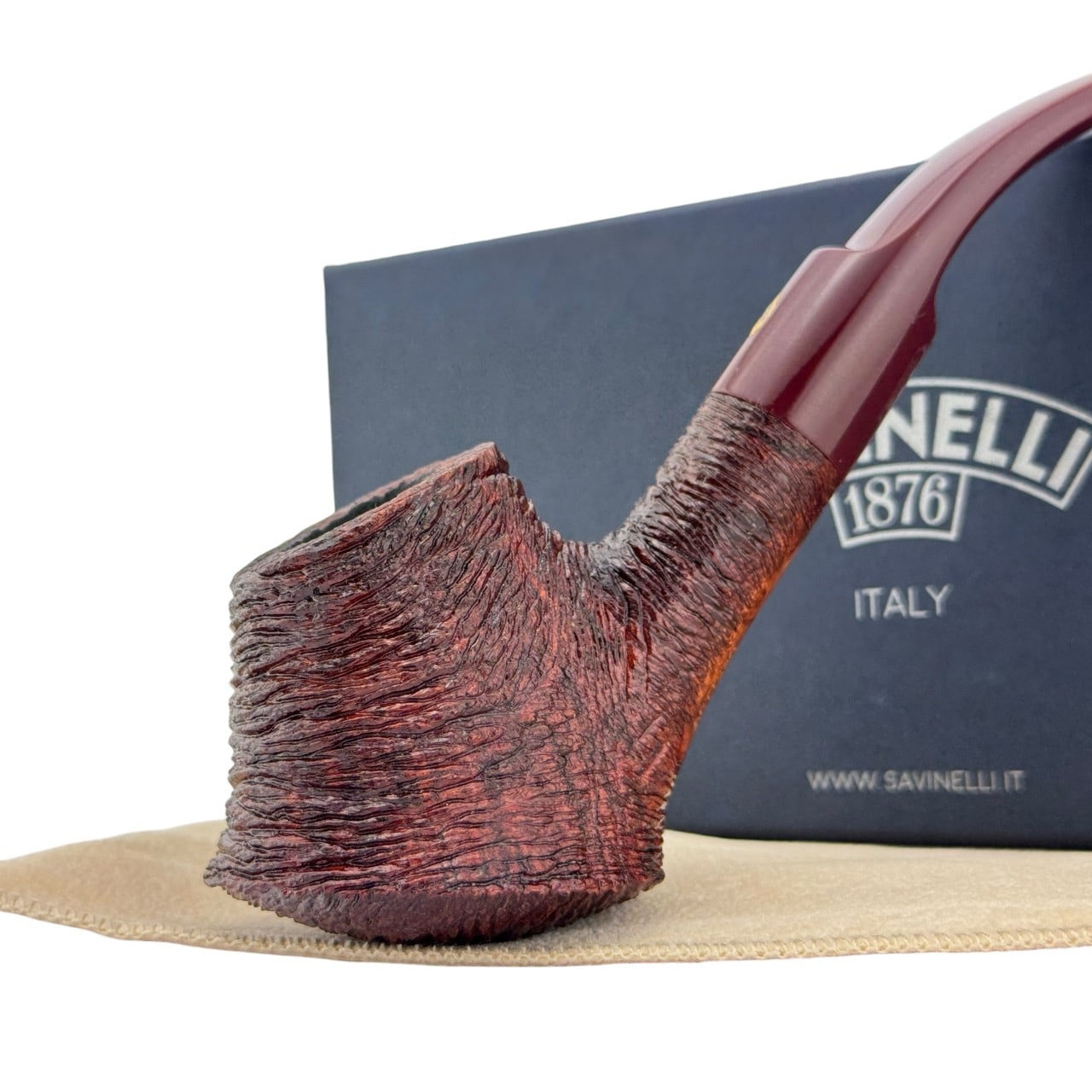Savinelli Pipe: Artisan Rusticated Colored Stem - Boswell Pipes